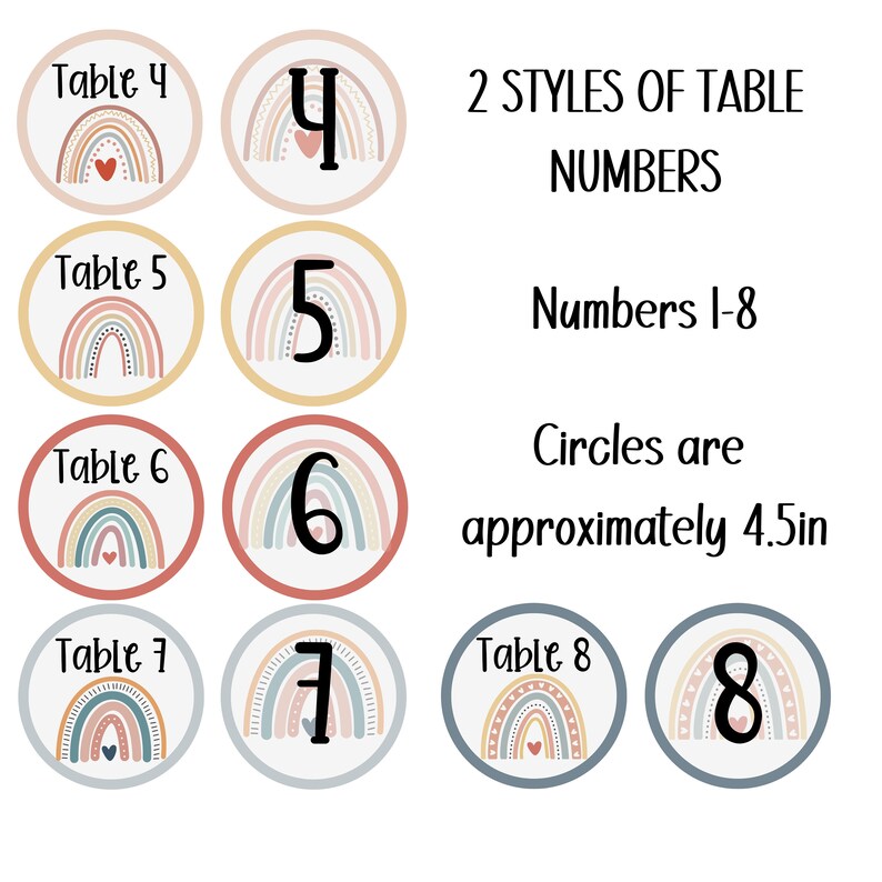 Boho Rainbow Classroom Table Numbers, Classroom Decor Table Numbers - Etsy