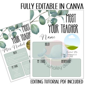 Botanical Meet the Teacher Editable Template, Teacher Introduction ...