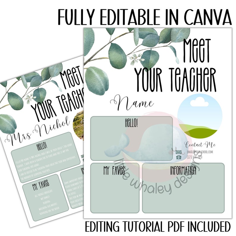 Botanical Meet the Teacher Editable Template, Teacher Introduction ...