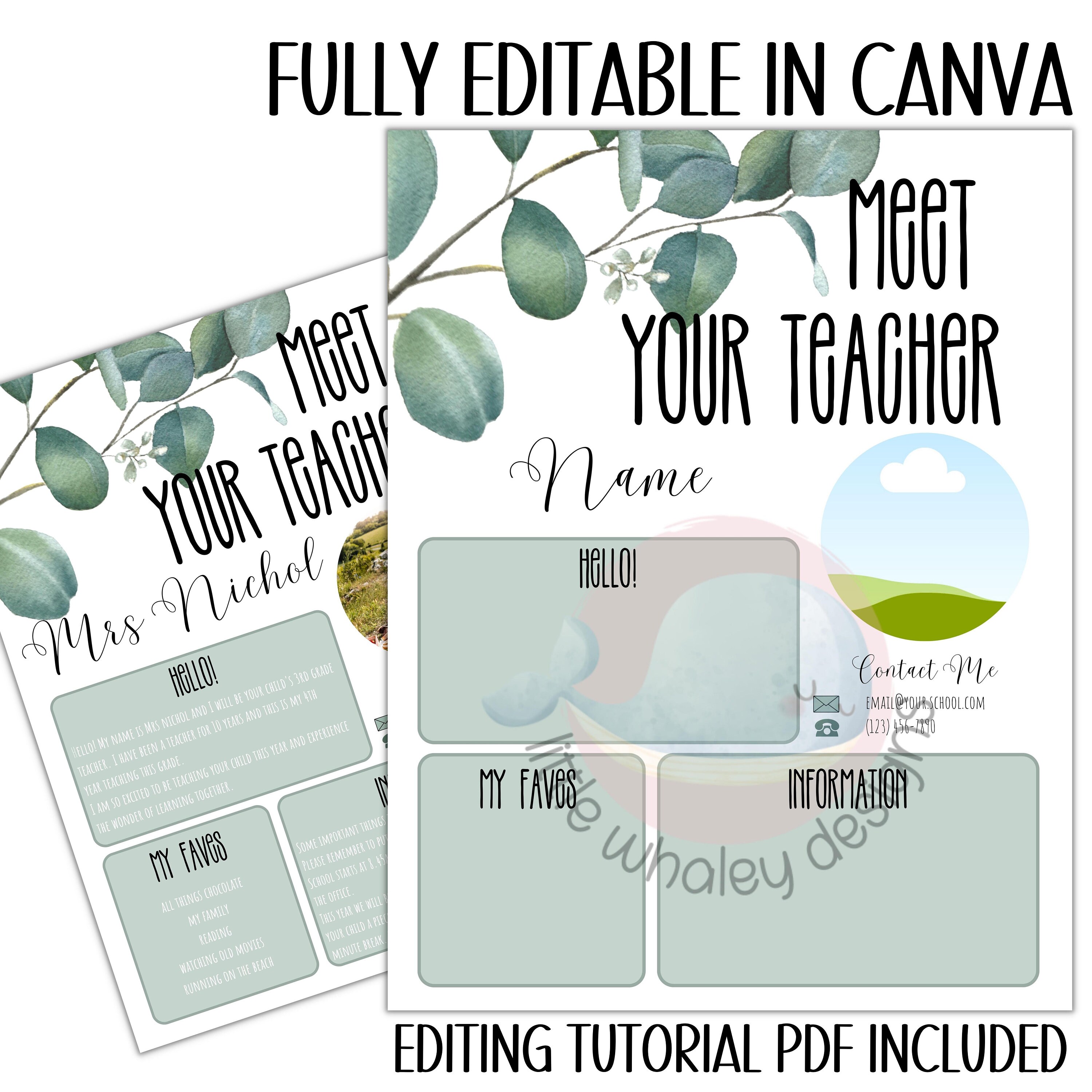 Botanical Meet the Teacher Editable Template, Teacher Introduction ...