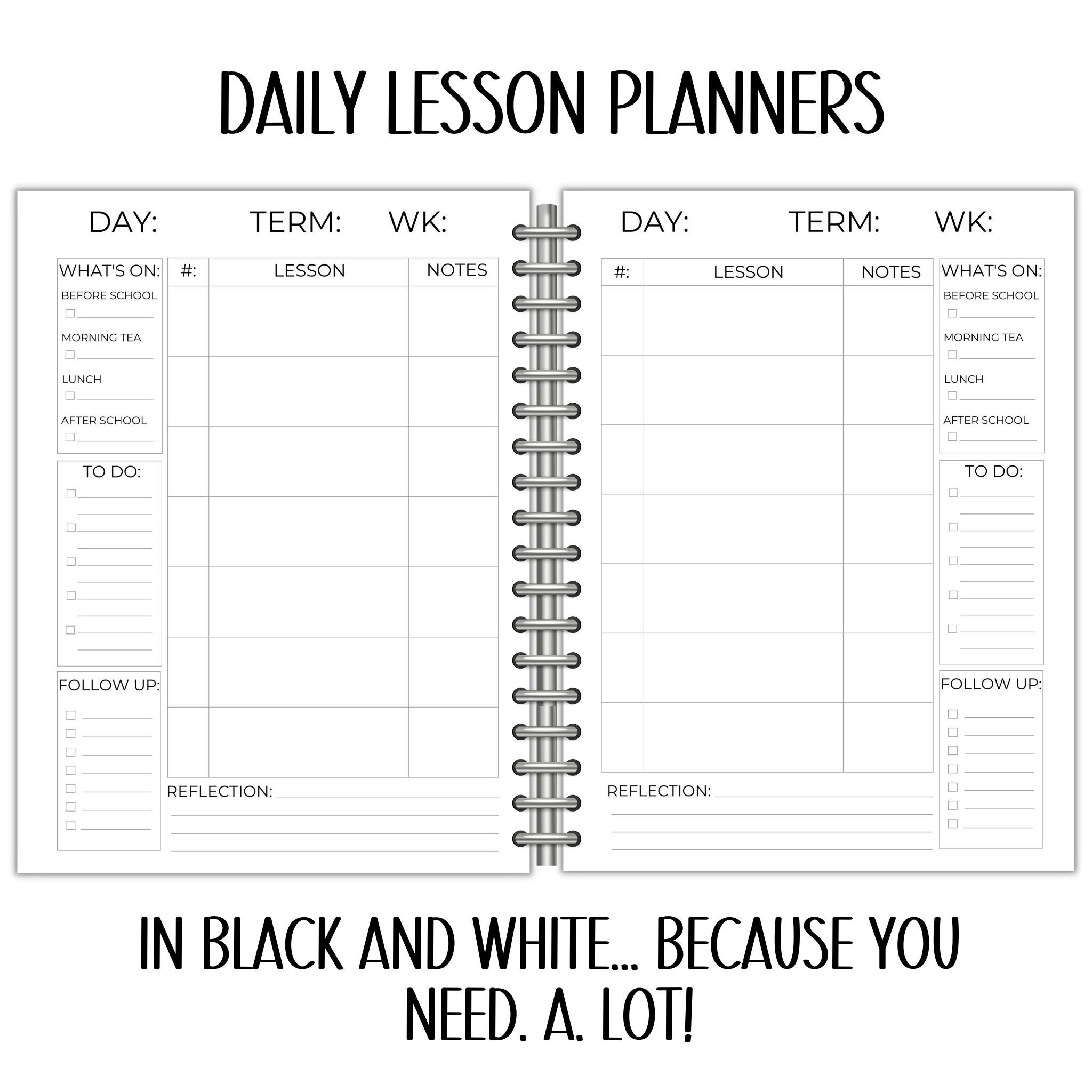 Printable Black and White Teacher Planner 23-24 Teacher - Etsy