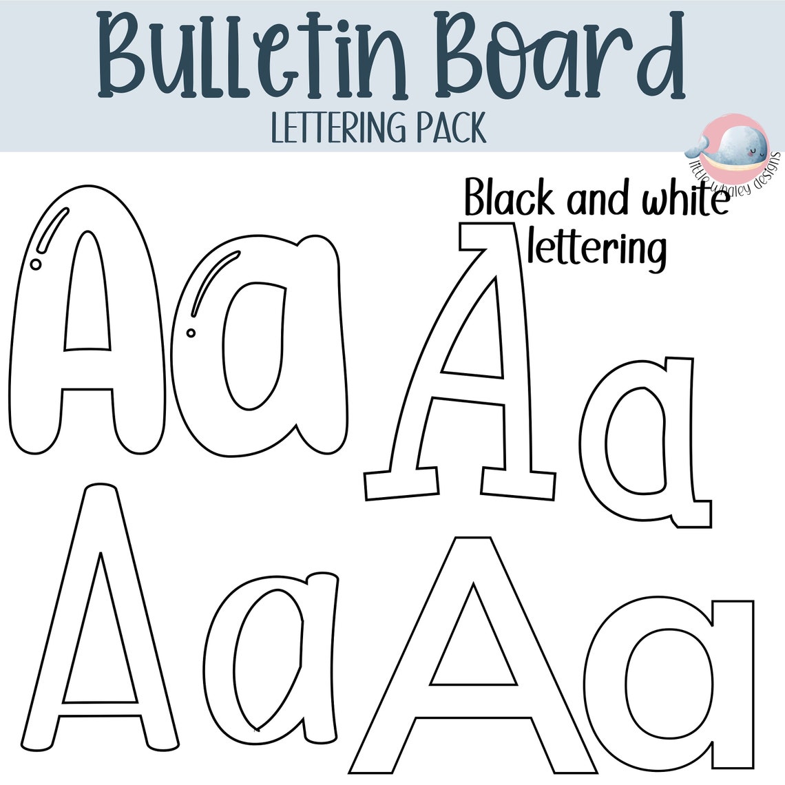 Printable Bulletin Board Lettering Pack: Blackline Classroom Decor (A4 ...