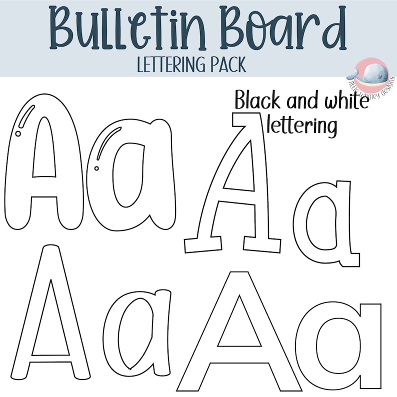 Printable Bulletin Board Lettering Pack: Blackline Classroom Decor (A4 ...