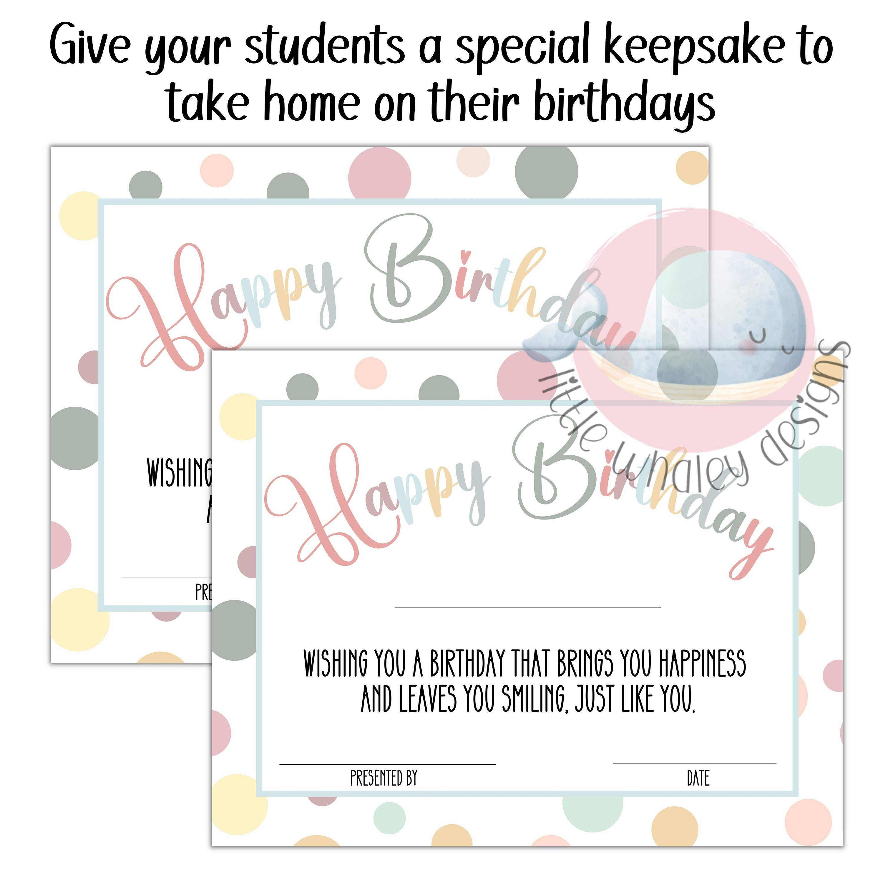 Pastel Classroom Birthday Chart & Certificate (digital Download) - Etsy