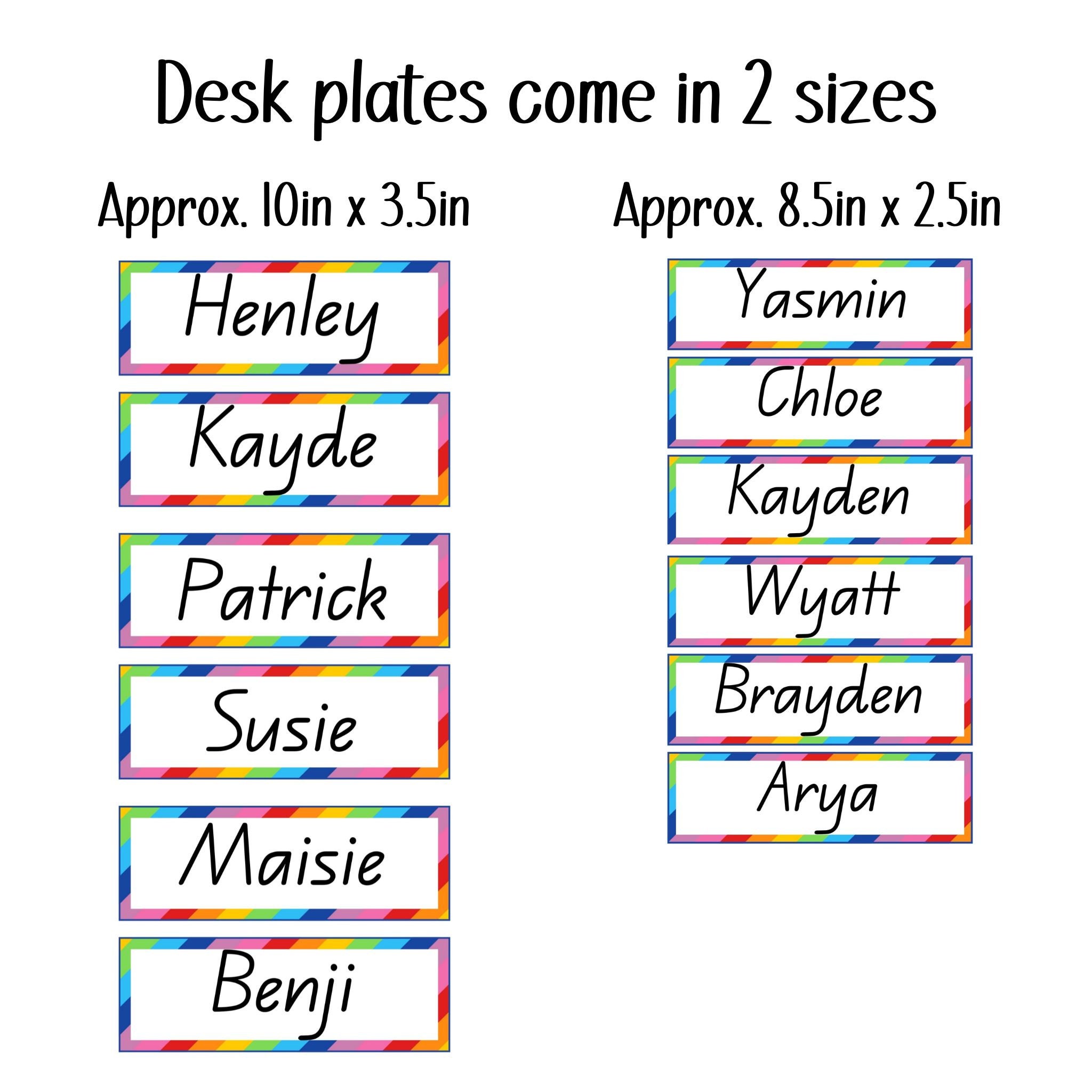 Bright Student Desk Plates, Student Name Cards, Student Desk Tags ...