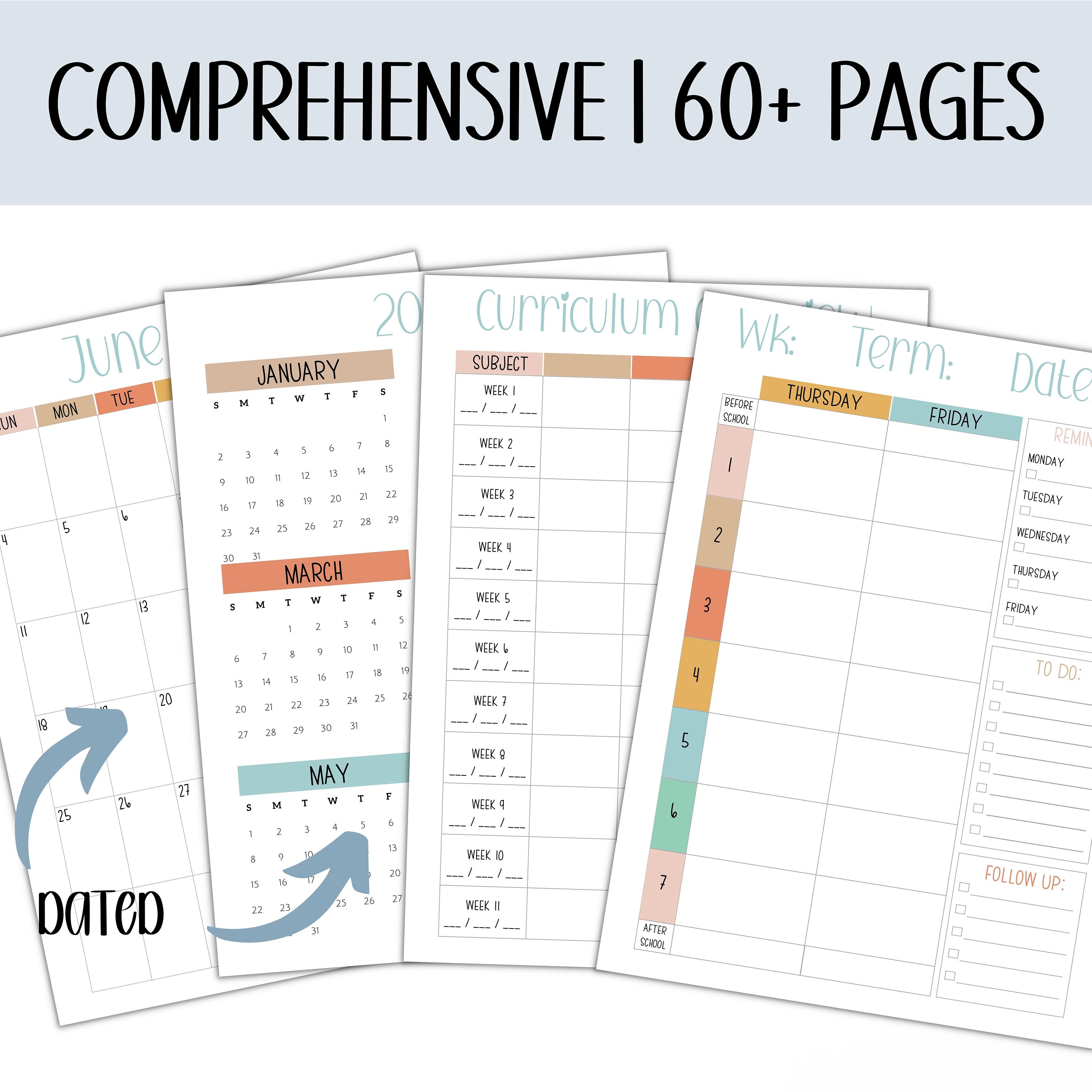 Boho Teacher Planner Printable Teacher Binder Dated Teacher - Etsy ...