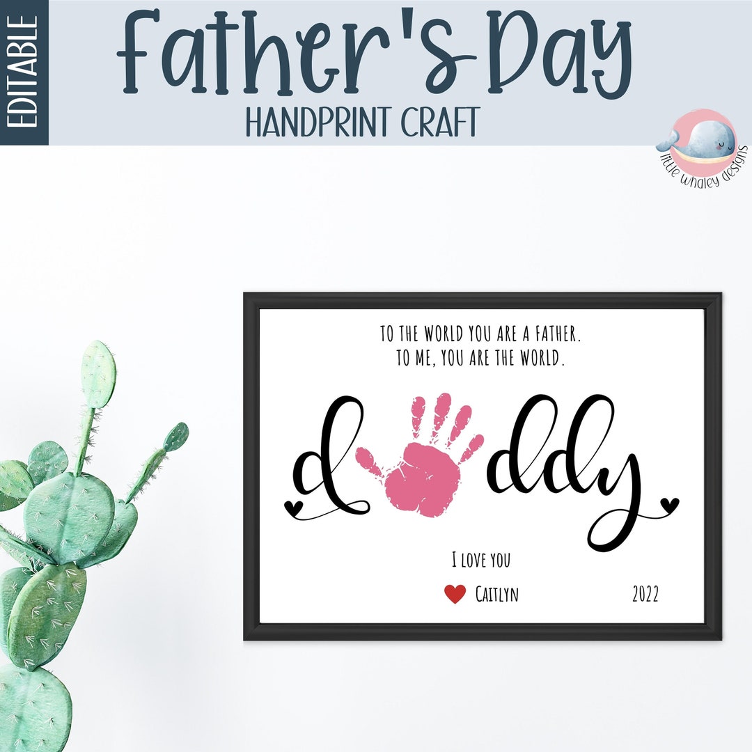 Daddy Handprint Editable, Father's Day Gift First Time Dad, Preschool ...