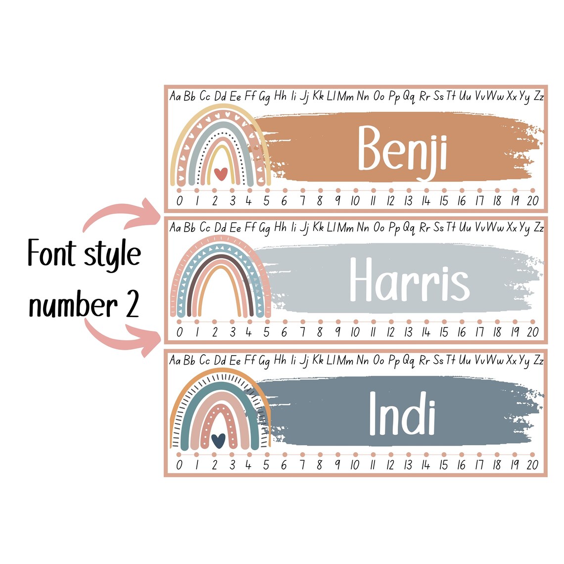 Boho Rainbow Student Desk Plates Student Name Cards Student - Etsy