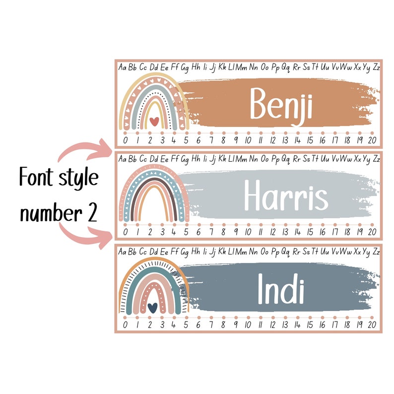 Boho Rainbow Student Desk Plates Student Name Cards Student - Etsy