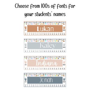 Boho Student Desk Name Plates: Alphabet, Numbers (digital Download) - Etsy