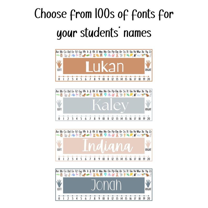 Boho Student Desk Name Plates: Alphabet, Numbers (digital Download) - Etsy