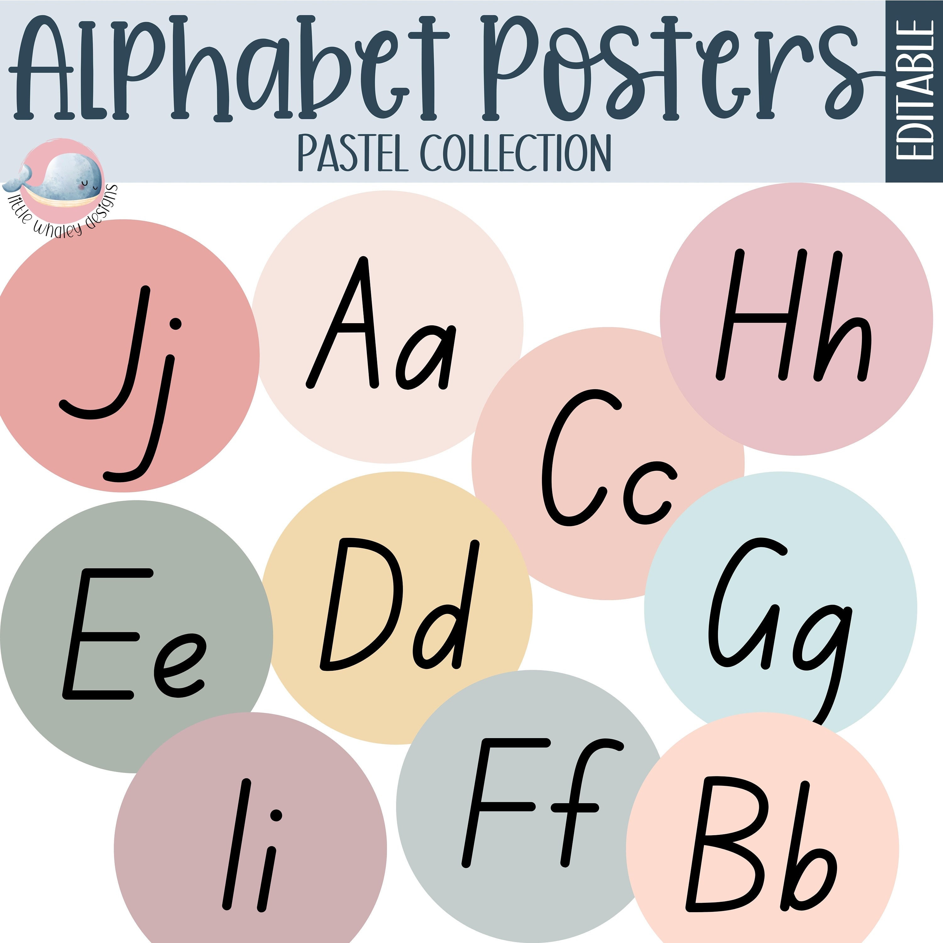 Pastel Alphabet Posters, Classroom Alphabet Display Posters Bundle ...