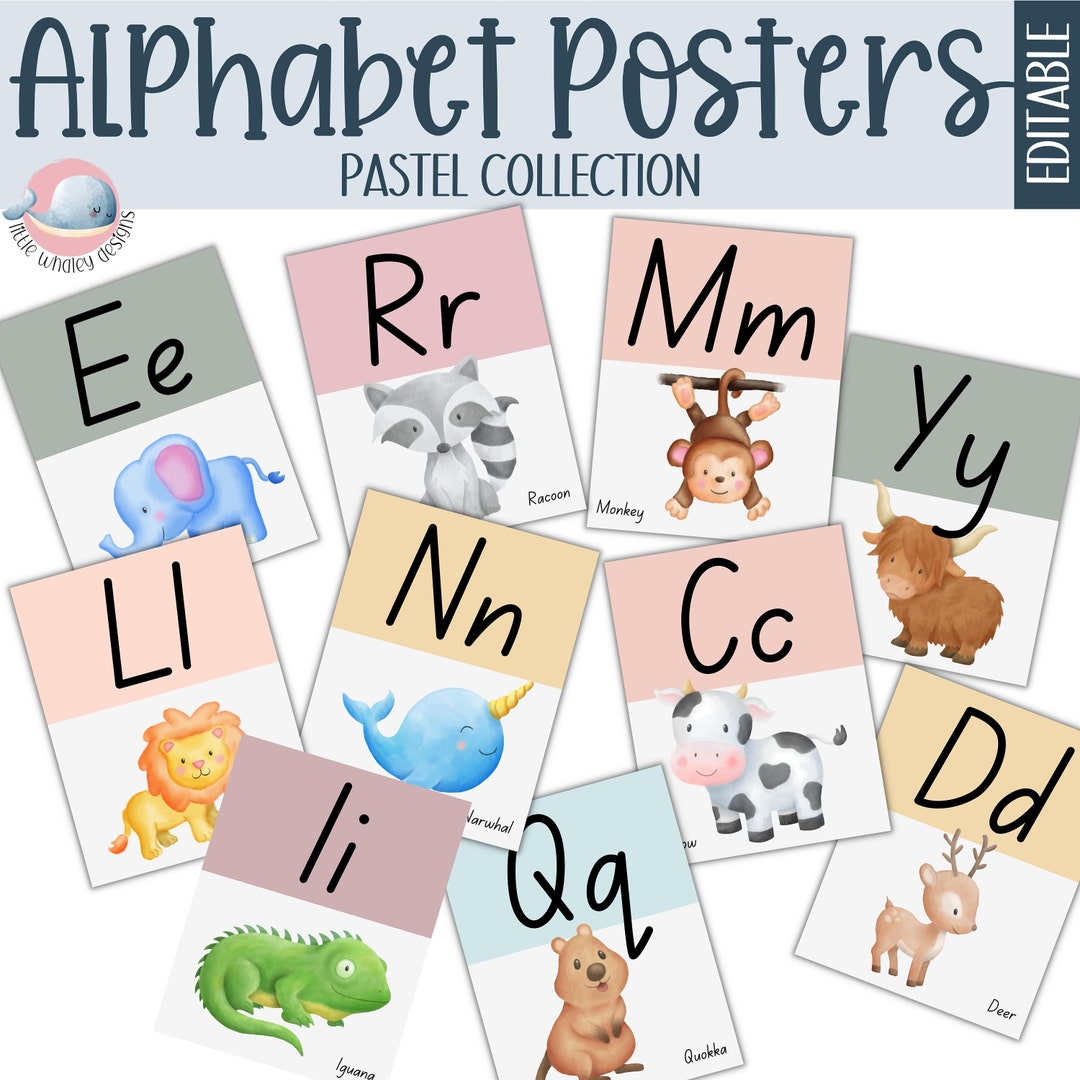 Pastel Alphabet Posters, Classroom Alphabet Display Posters Bundle ...