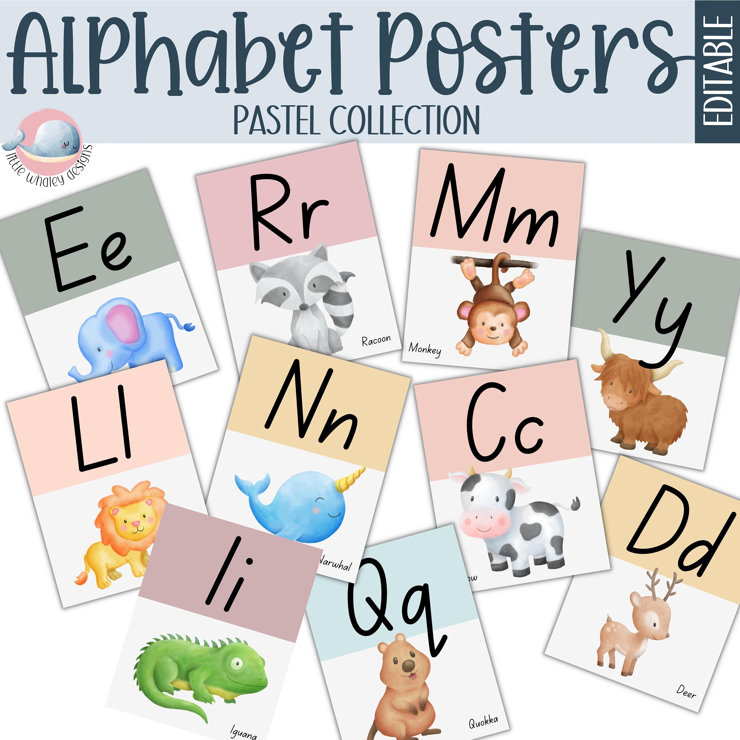 Pastel Alphabet Posters Classroom Alphabet Display Posters - Etsy Australia