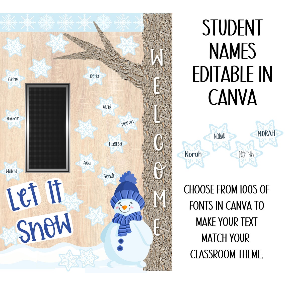 Winter Classroom Door Display Editable Classroom Welcome Wall - Etsy