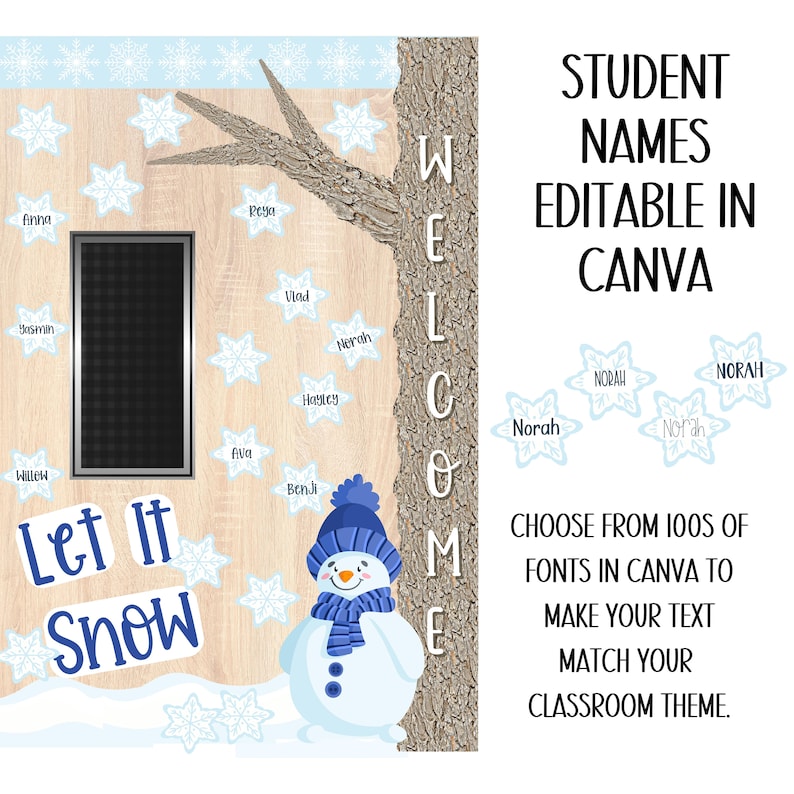 Winter Classroom Door Display Editable Classroom Welcome Wall - Etsy