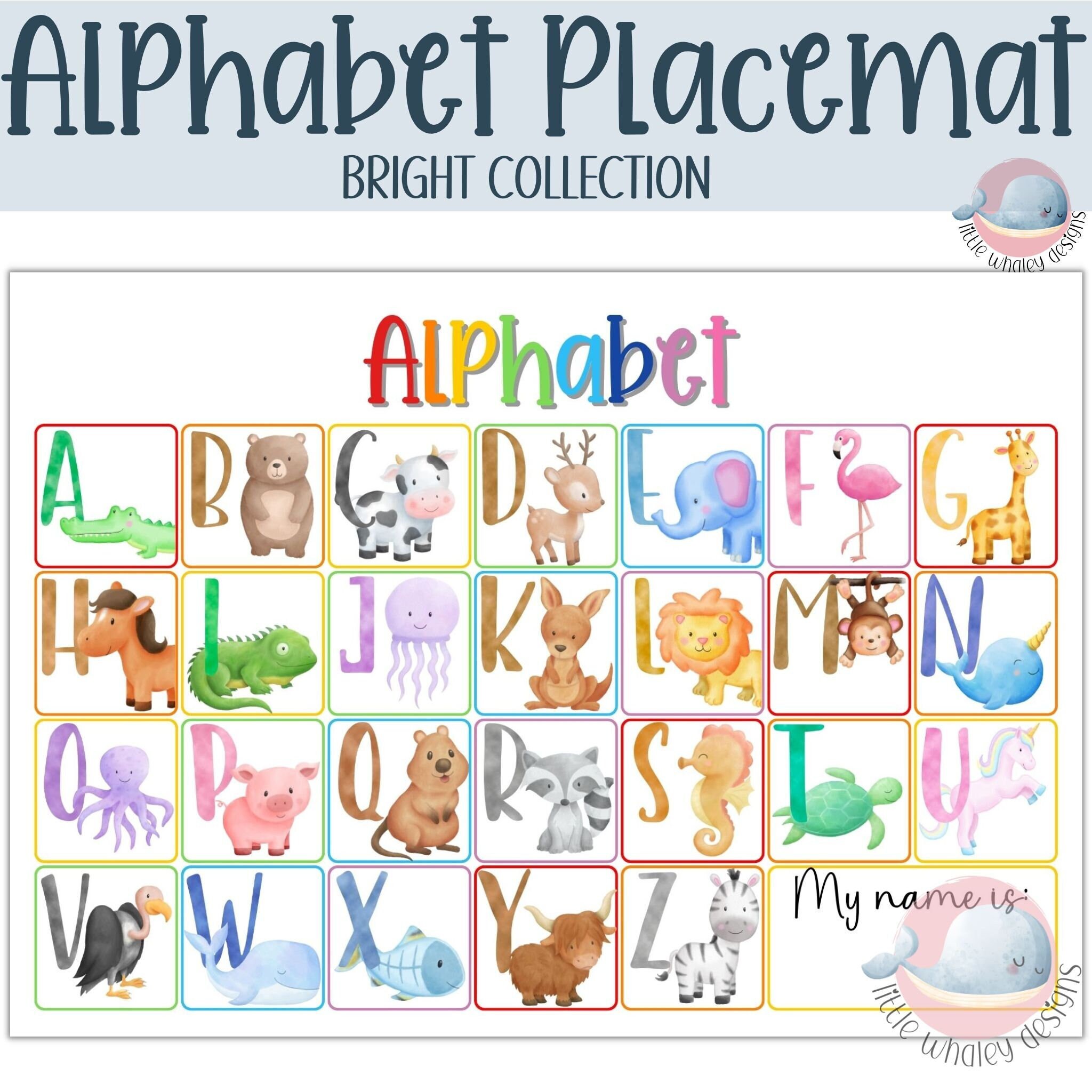 Alphabet A-Z Placemat, Alphabet Letters A-Z Poster, Printable Kids ...