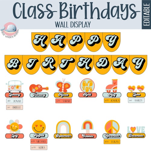 Groovy Retro Classroom Birthday Display Groovy Birthday - Etsy
