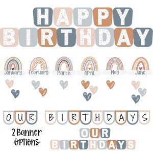 Boho Rainbow Classroom Birthday Chart, Classroom Birthday Display, Boho ...