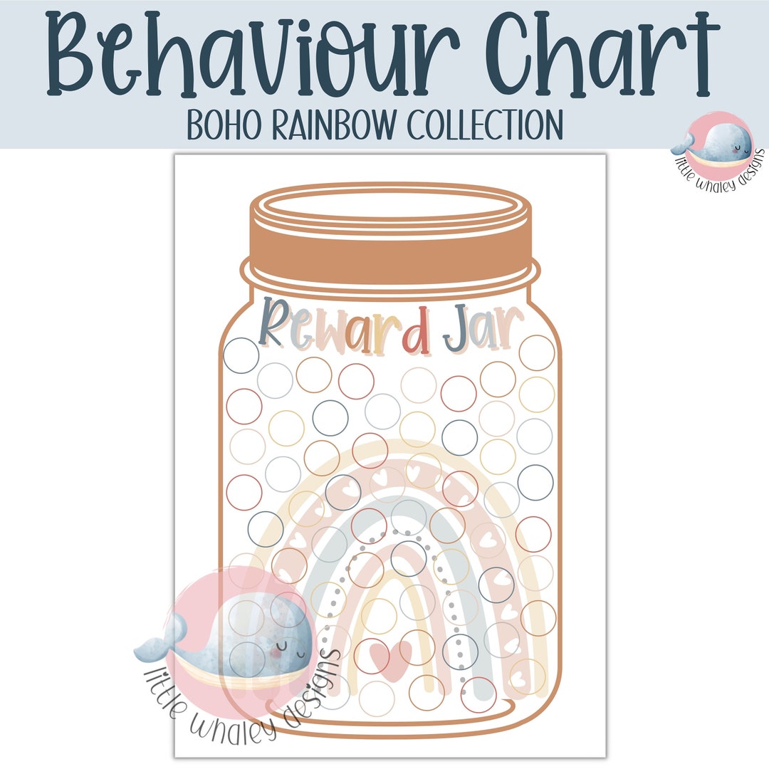 Classroom Behaviour Chart, Boho Rainbow Student Behavior Chart, Kids ...