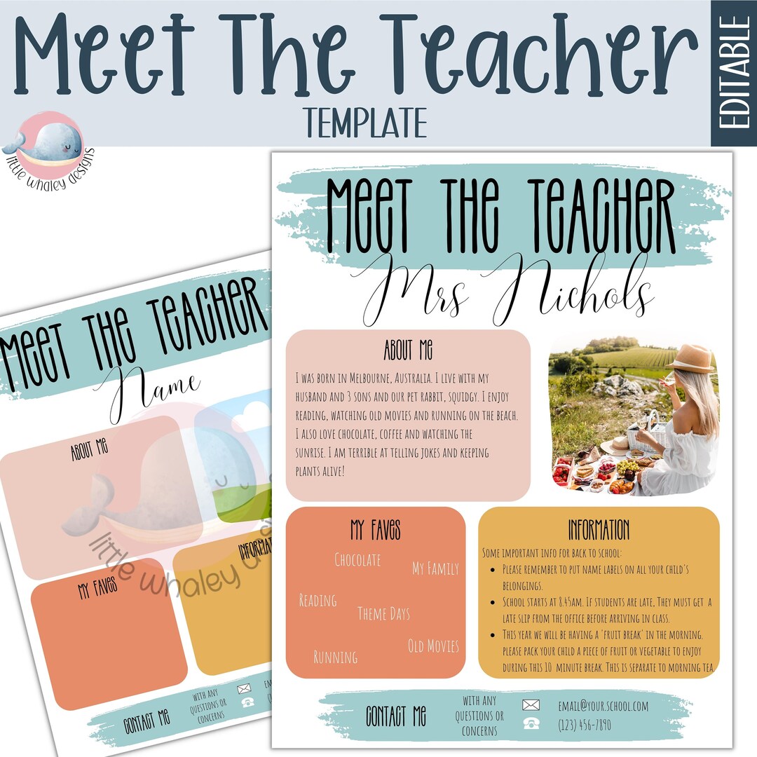 Boho Meet the Teacher Editable Template Boho Teacher - Etsy