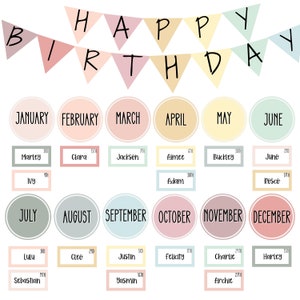 Pastel Class Birthday Chart, Class Birthday Display, Student Birthday ...