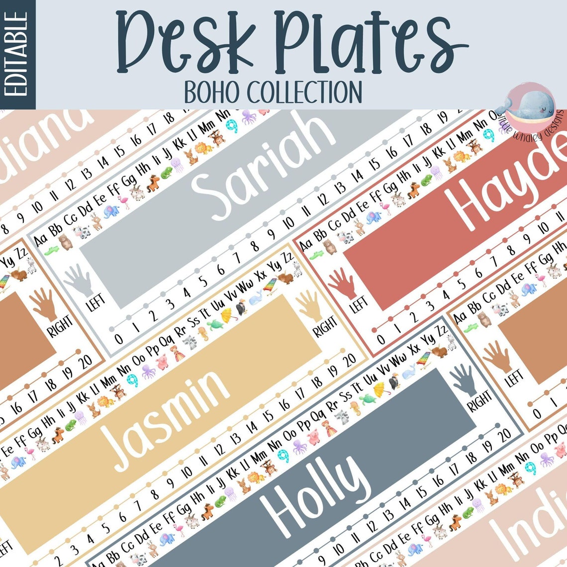 Boho Student Desk Plates, Student Name Cards, Student Desk Tags ...