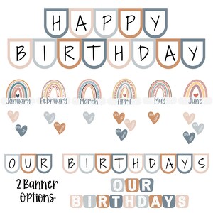 Boho Rainbow Classroom Birthday Chart: Editable Display (digital ...