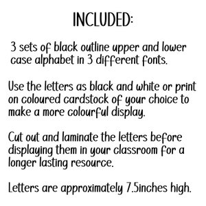 Printable Bulletin Board Lettering Pack: Blackline Classroom Decor ...
