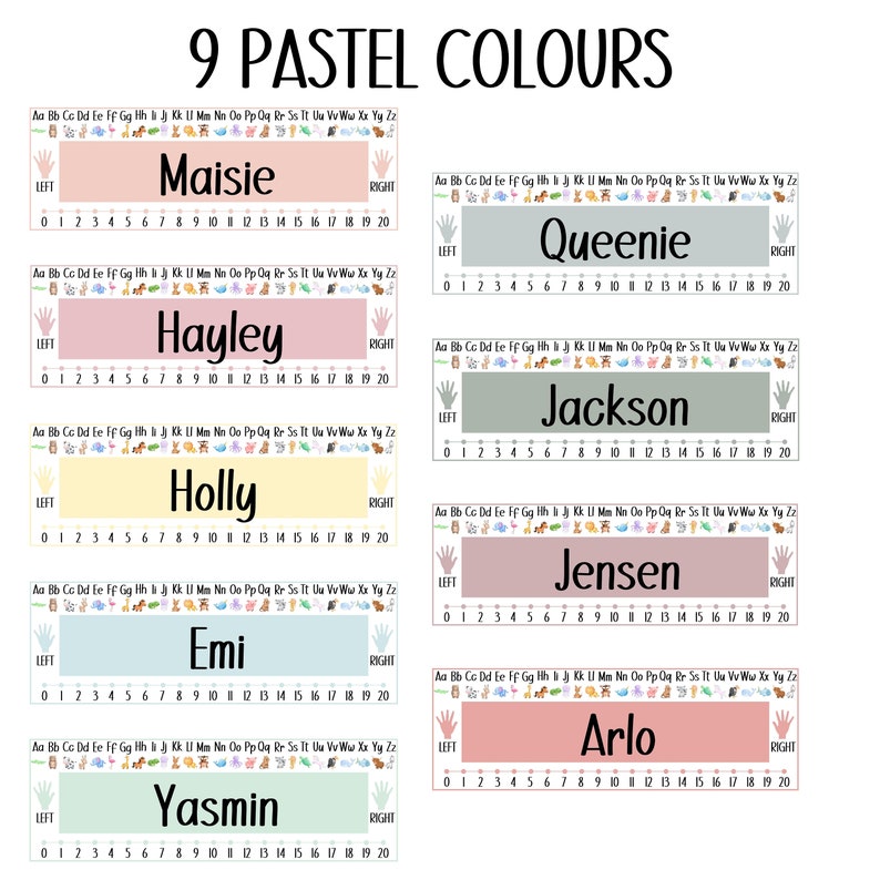 Pastel Student Desk Name Plates: Alphabet & Numbers (digital Download ...