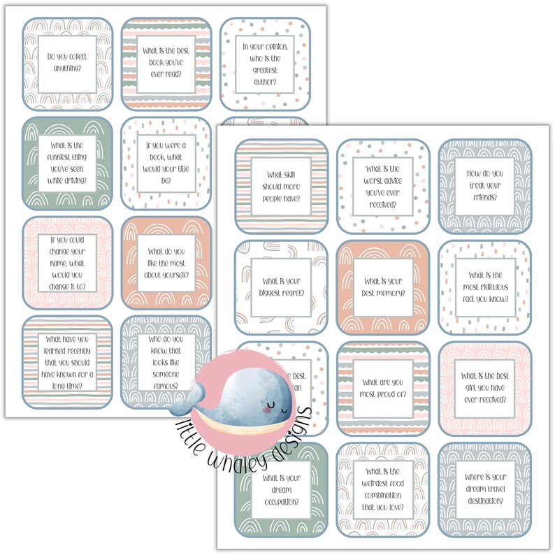 Boho Rainbow Conversation Starters, Back to School Ice Breaker ...