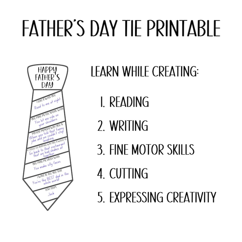 Father's Day Tie Printable: All About My Dad Craft (PDF) - Etsy