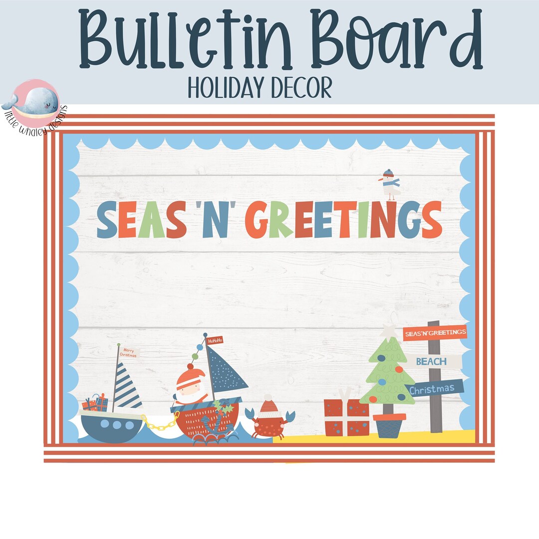 Nautical Christmas Bulletin Board Kit: Ocean Holiday Decor (digital ...