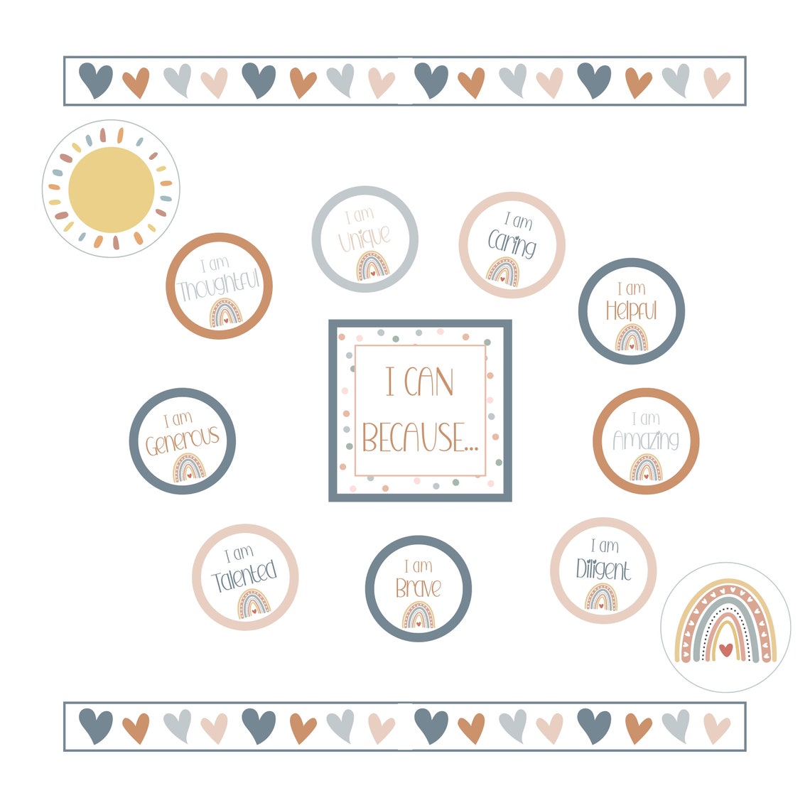 Boho Rainbow Affirmation Station Bundle Printable Affirmation - Etsy