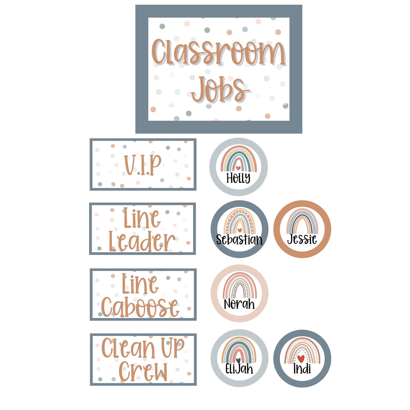Boho Rainbow Classroom Jobs Chart: Student Responsibility Display ...