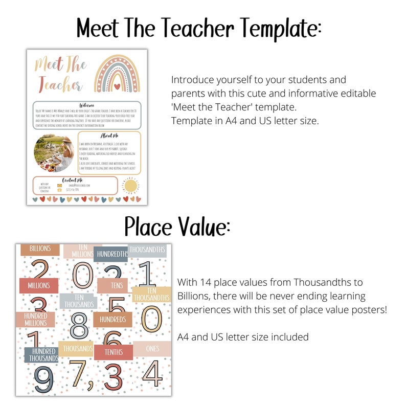 Boho Rainbow Classroom Decor Bundle Editable Classroom Decor - Etsy ...