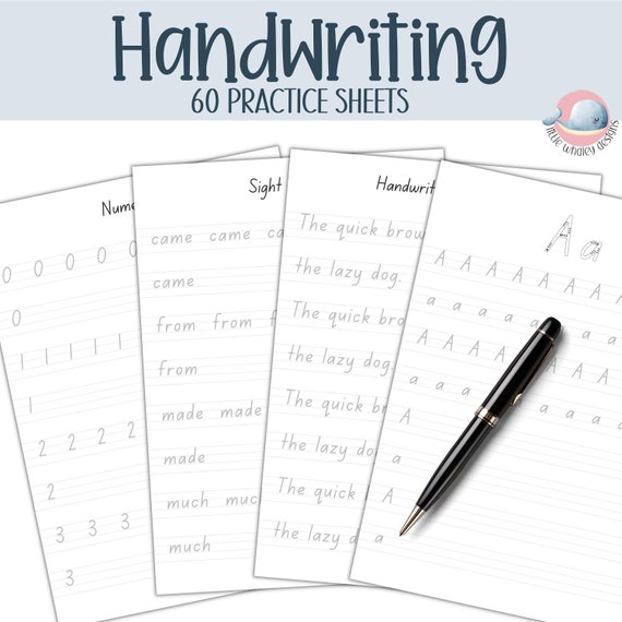 Handwriting Practice Letter Tracing Worksheets Sight Word - Etsy