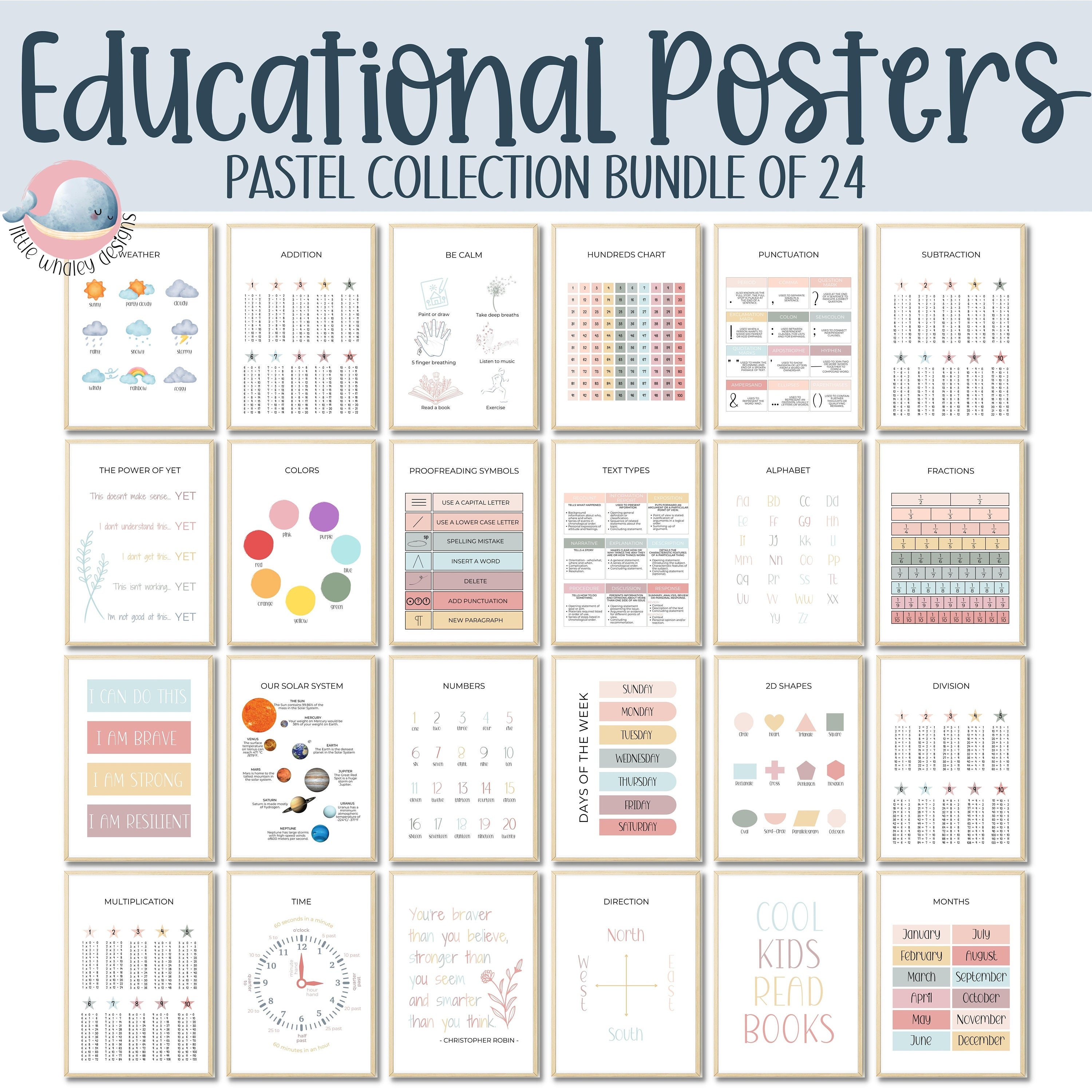 Pastel Classroom Posters, Printable Homeschool Posters, Boho ...