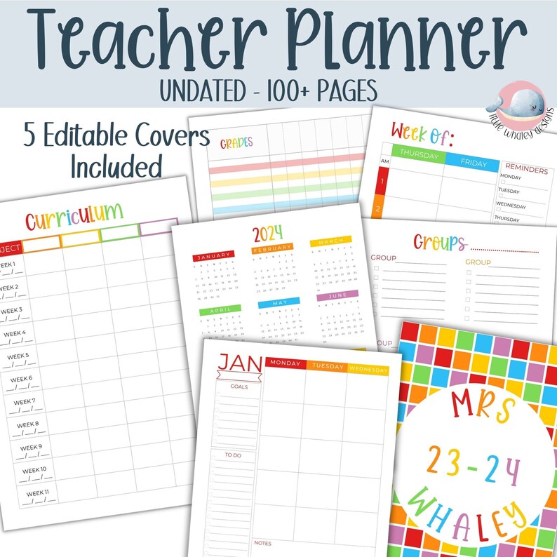 Undated Teacher Planner 23-25, Teacher Planner Printable, Teacher ...