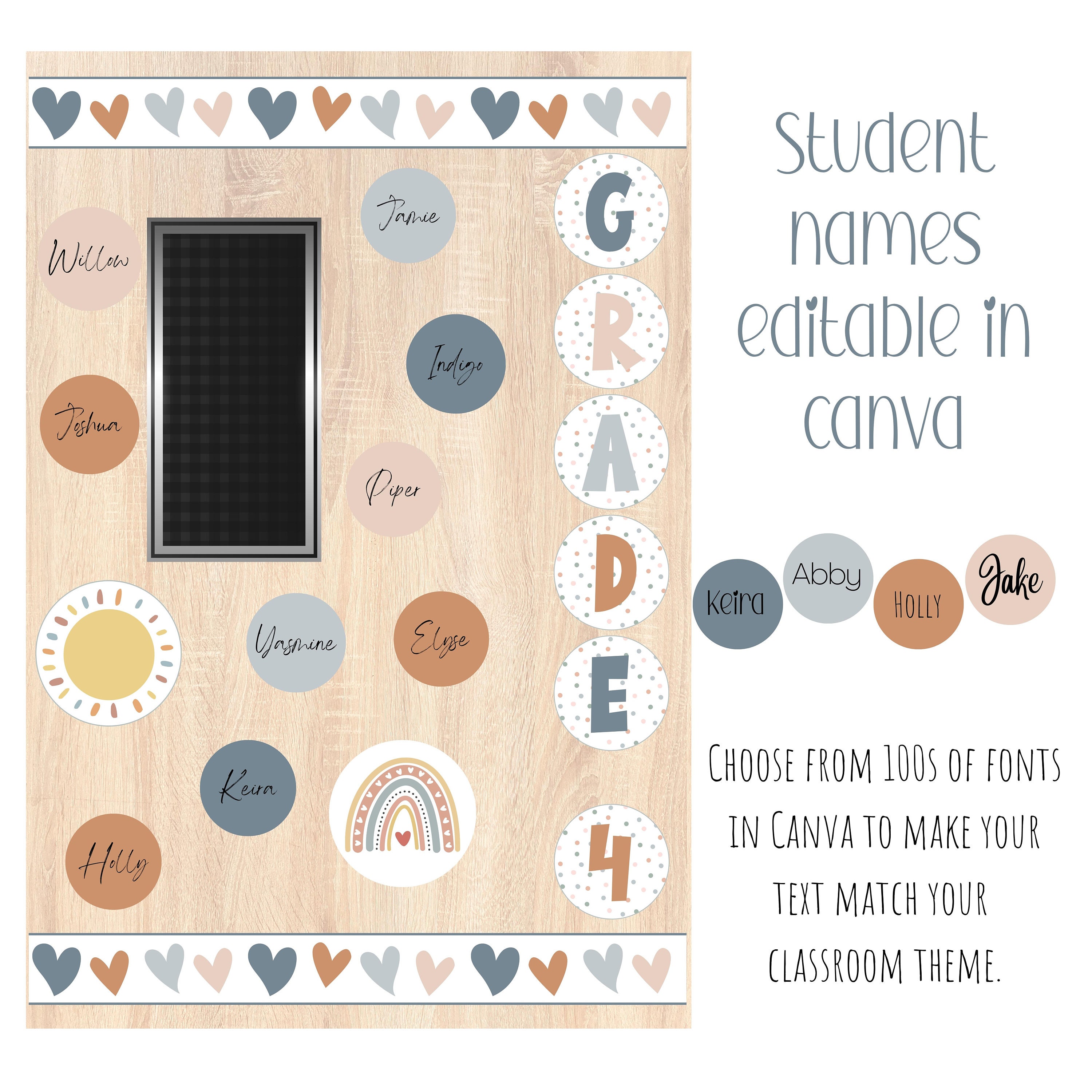 Boho Rainbow Classroom Door Display Editable Classroom - Etsy