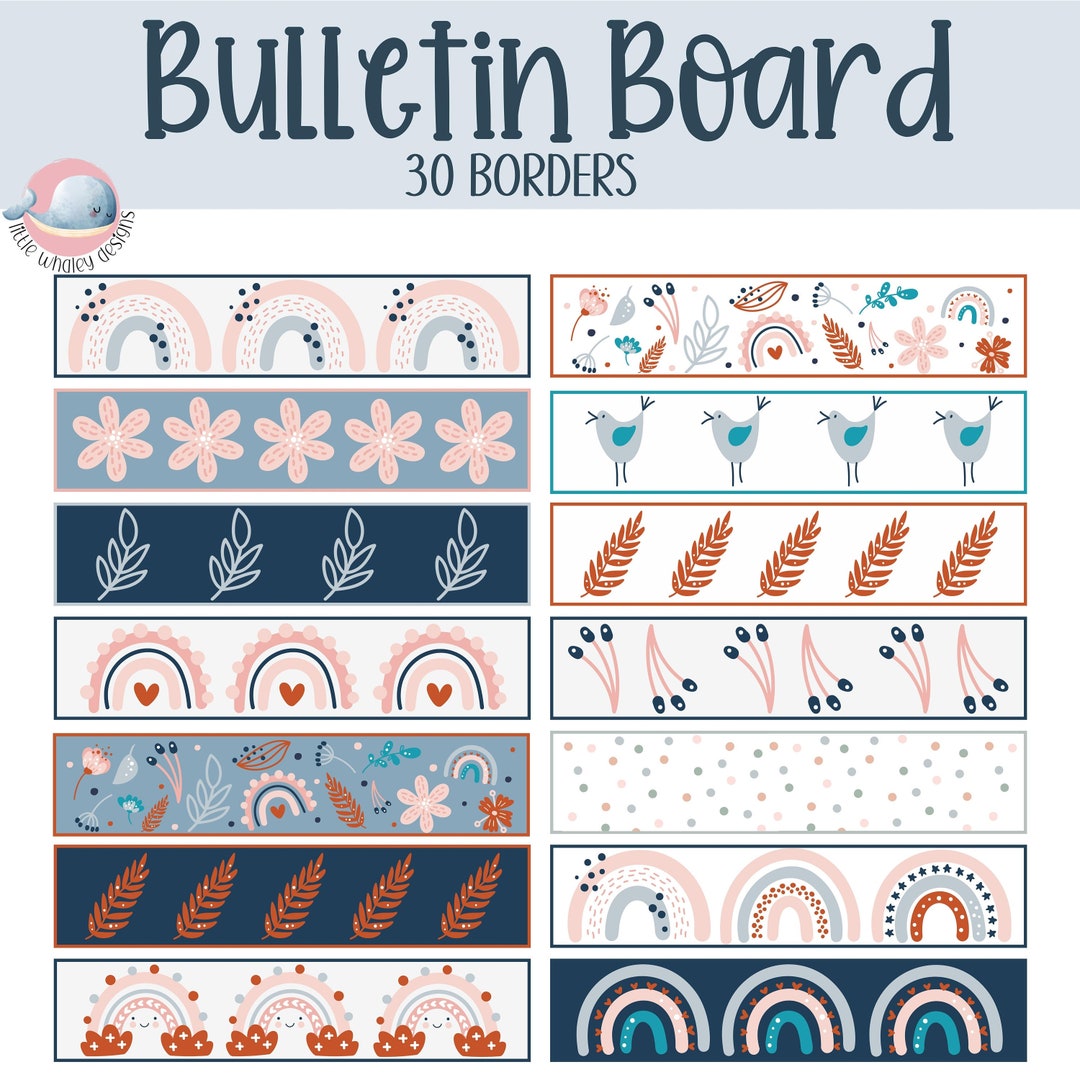 Boho Rainbow Bulletin Board Borders 30 Printable Classroom Borders