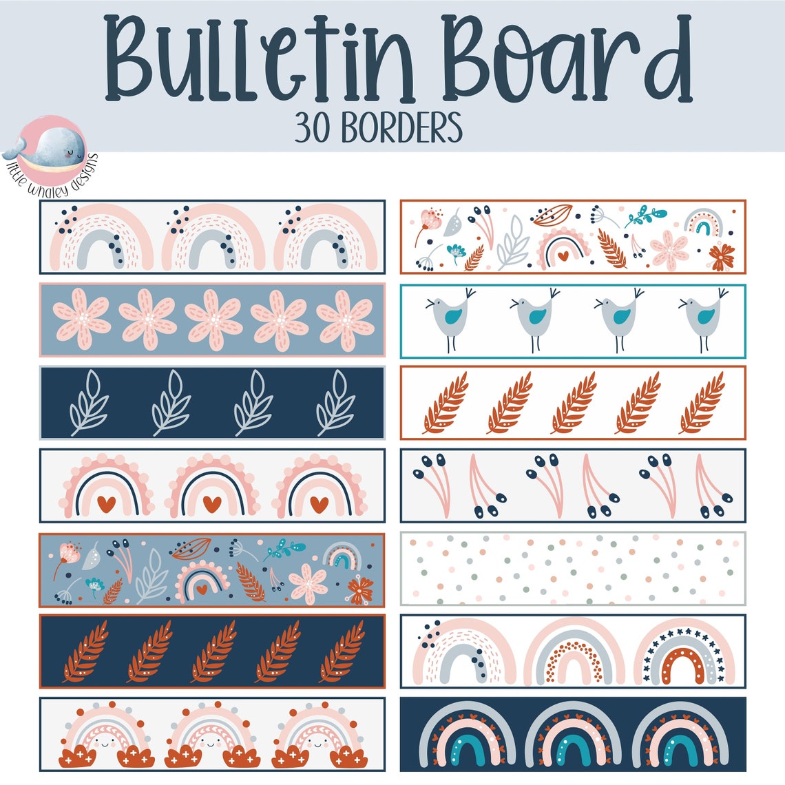 Boho Rainbow Bulletin Board Borders 30 Printable Classroom - Etsy