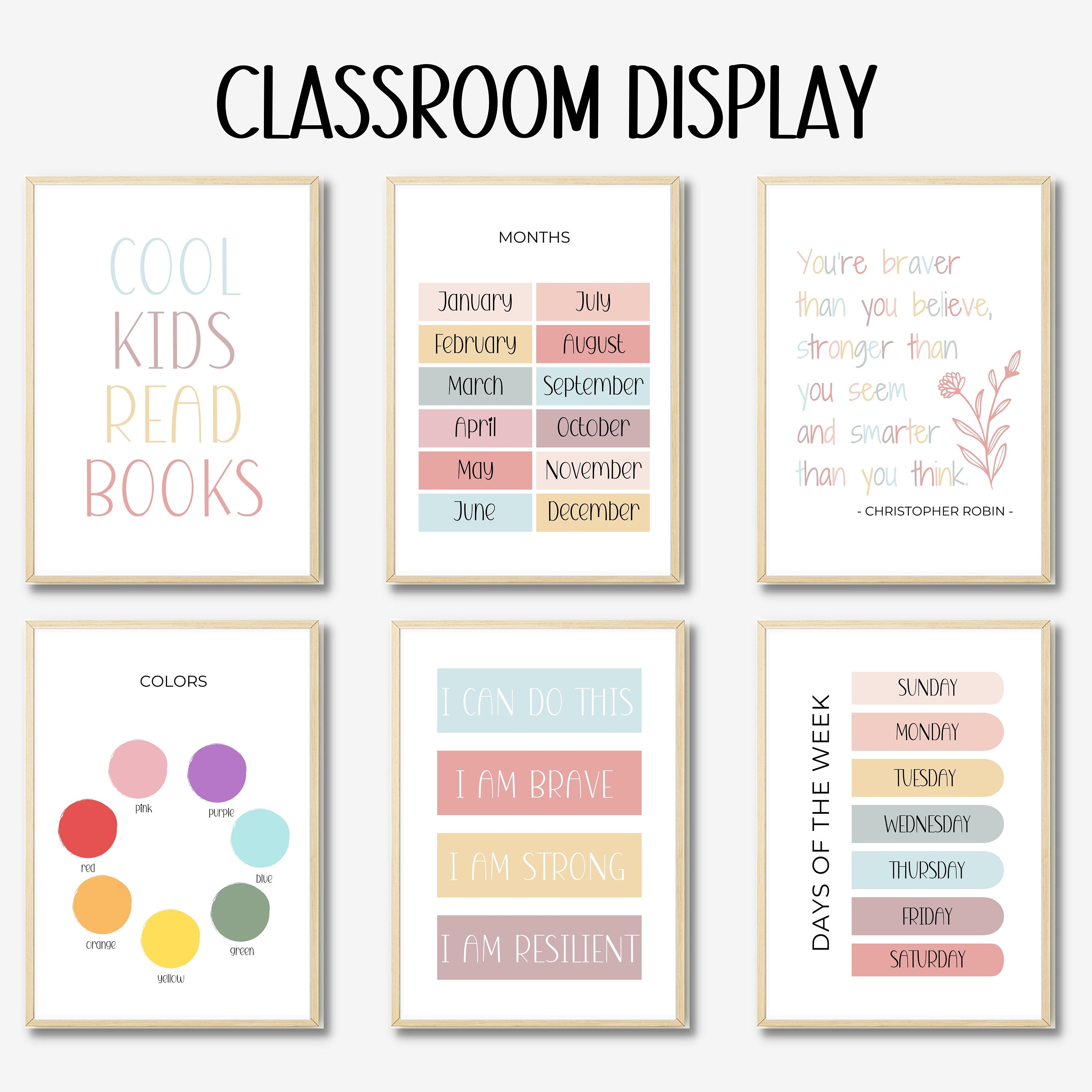 Pastel Classroom Posters, Printable Homeschool Posters, Boho ...