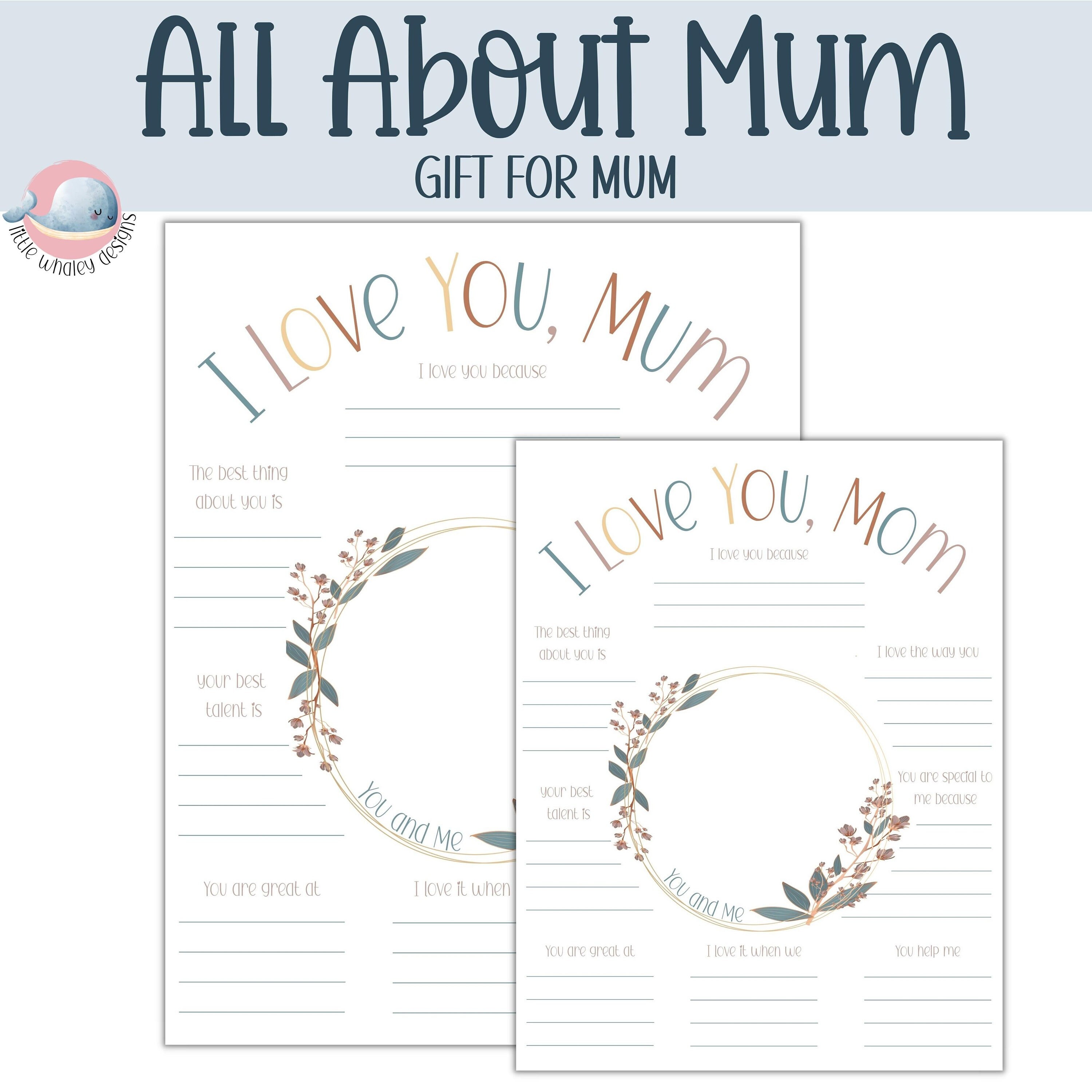 All About Mom Printable I Love You Printable All About Mum - Etsy