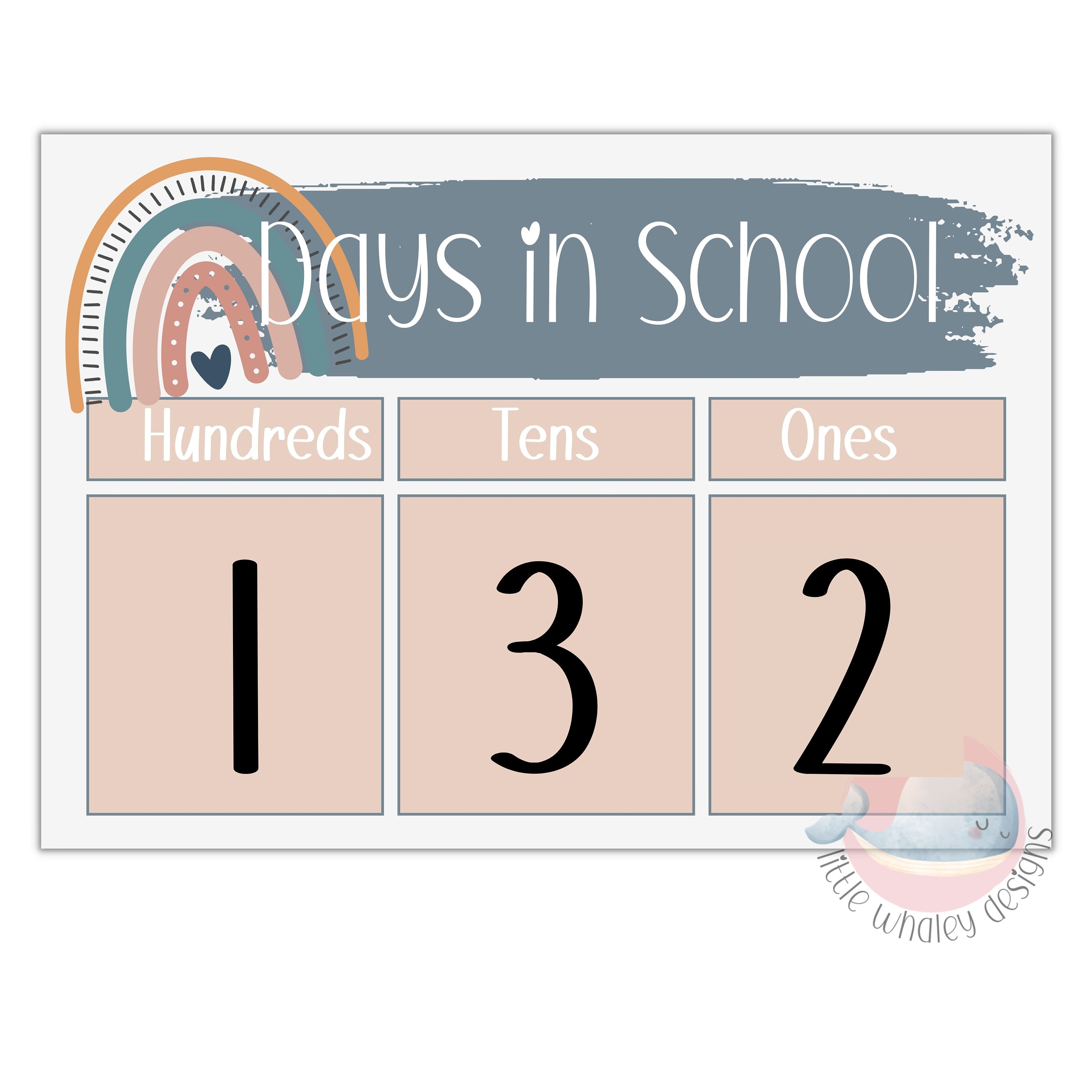 100 Days in School, Boho Rainbow Days in School Poster, Days in School ...