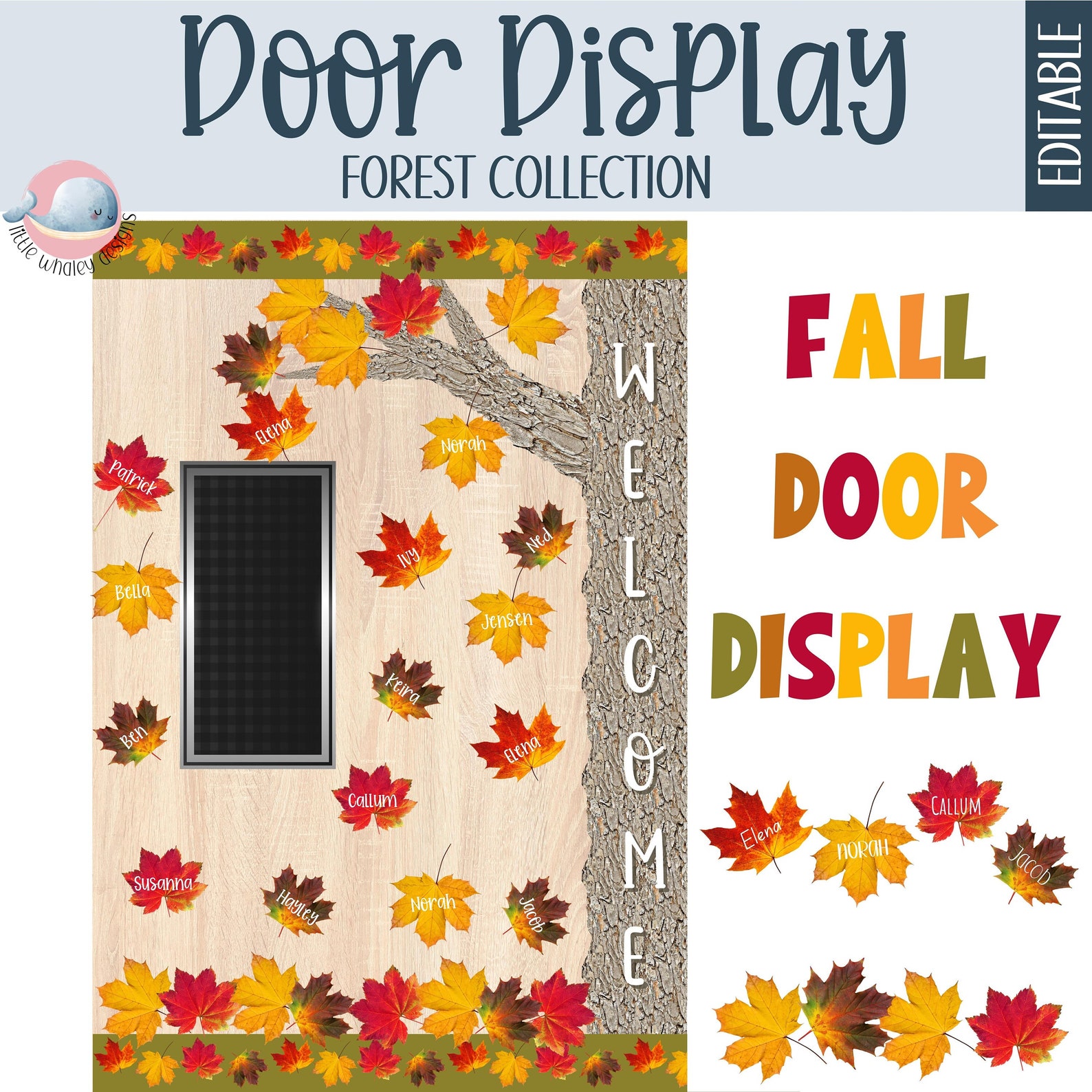 Fall Classroom Door Display Editable Classroom Welcome Wall - Etsy