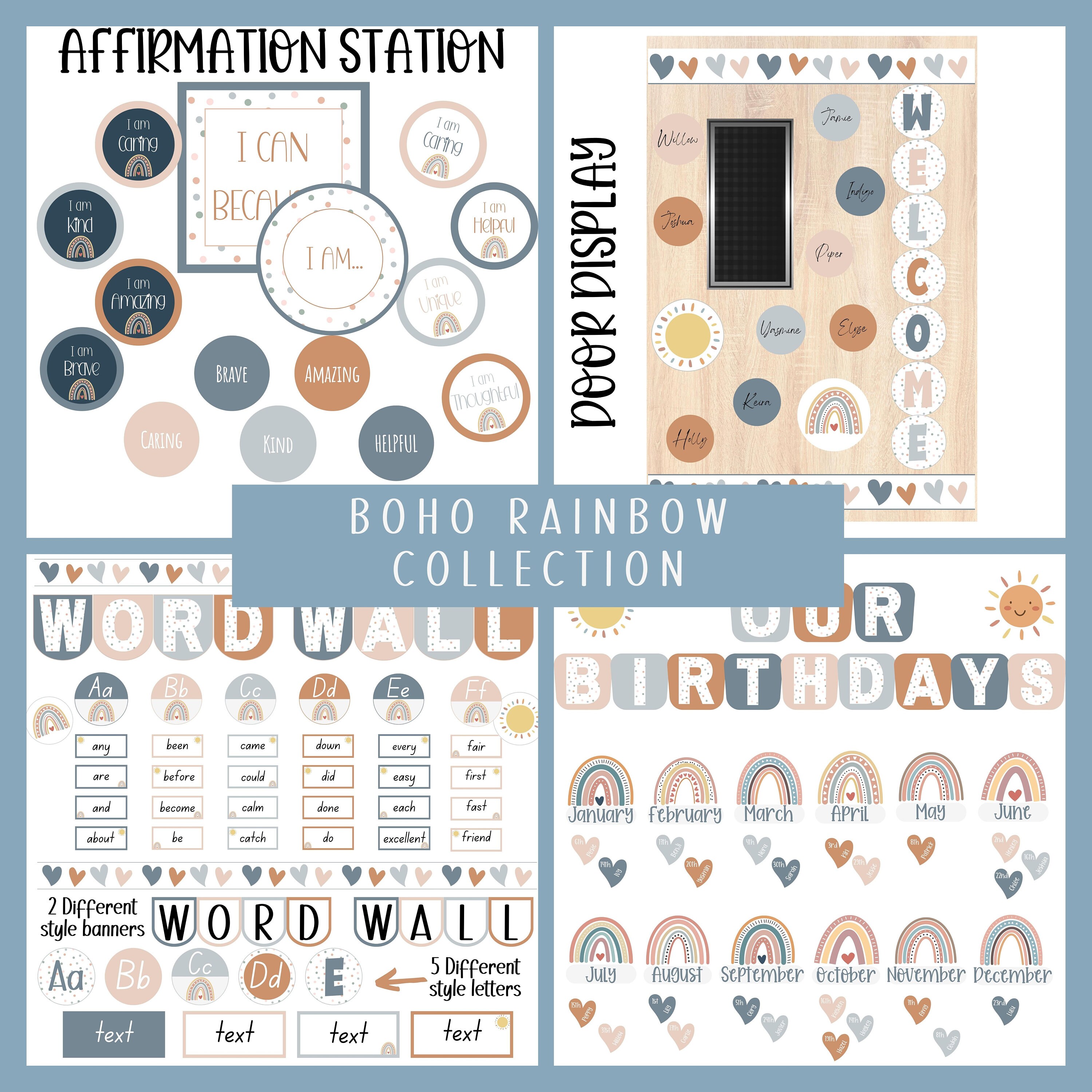 Boho Rainbow Classroom Door Display Editable Classroom - Etsy Australia