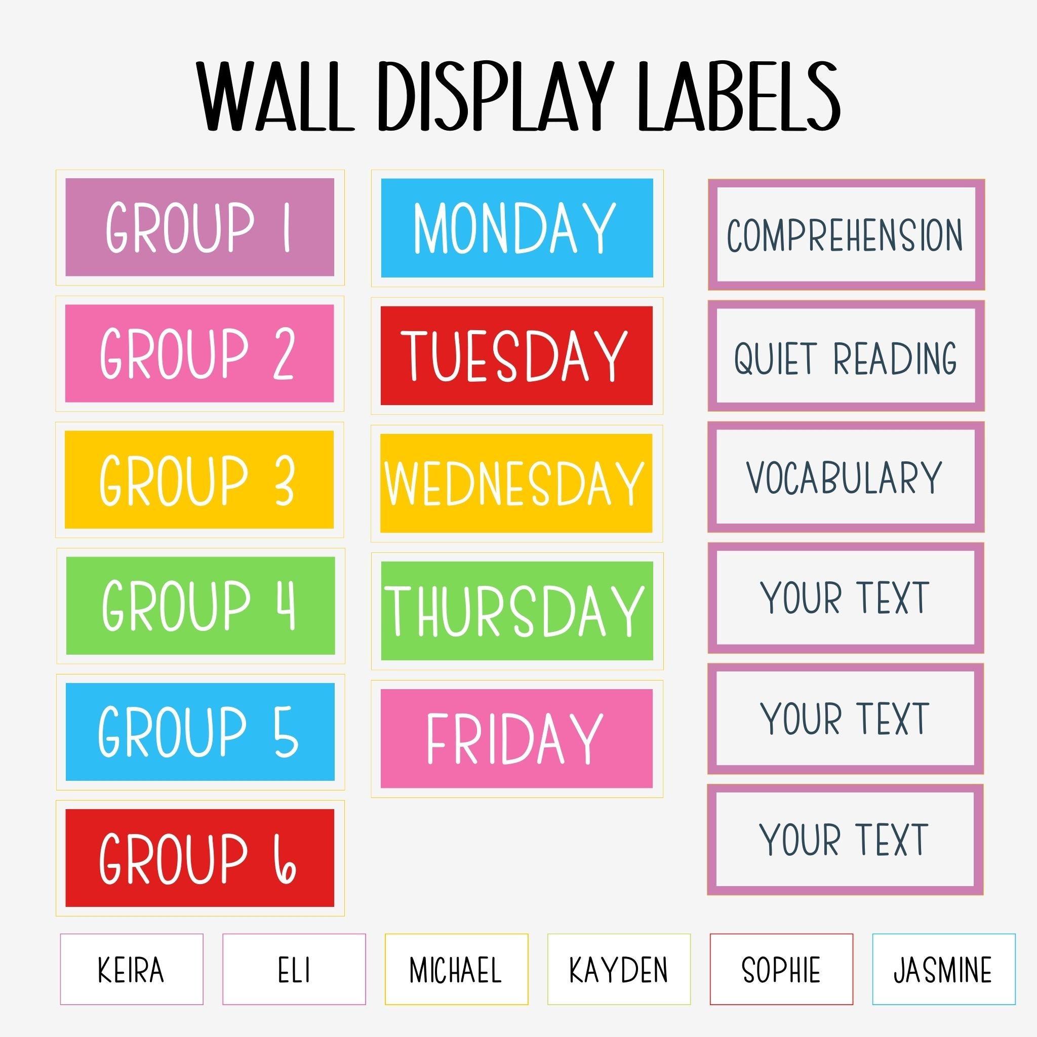 Student Reading Groups Organizer, Editable Classroom Display, Student ...