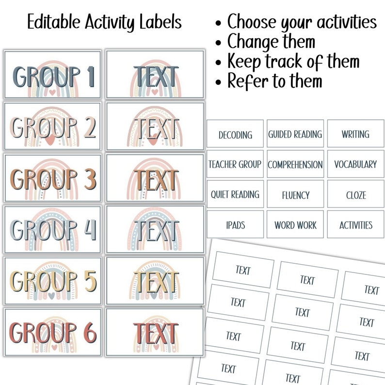 Boho Reading Groups Chart: Editable A3 Classroom Organizer (digital ...