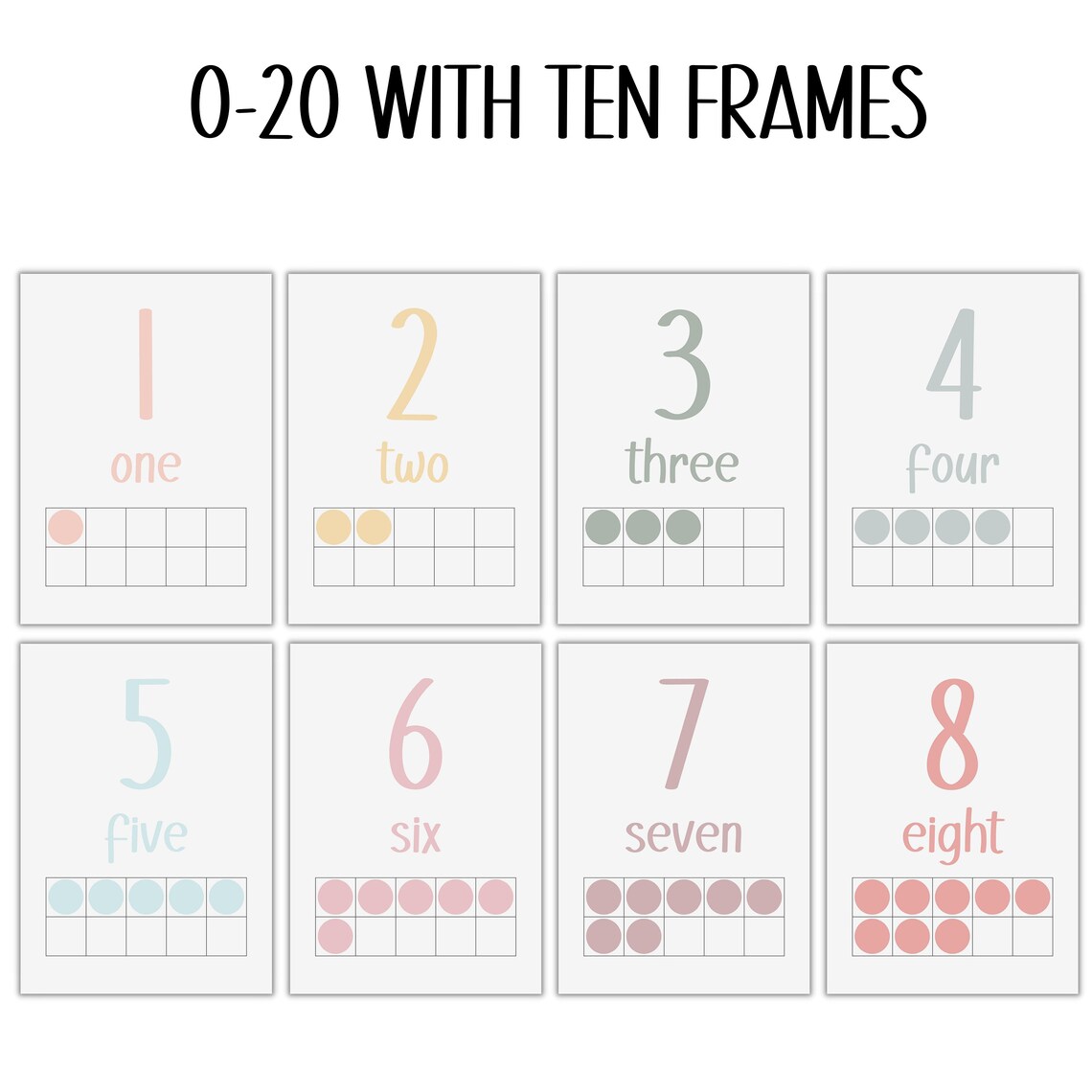 Pastel 0-20 Number Display Posters, Ten Frame Posters, Tally Mark ...